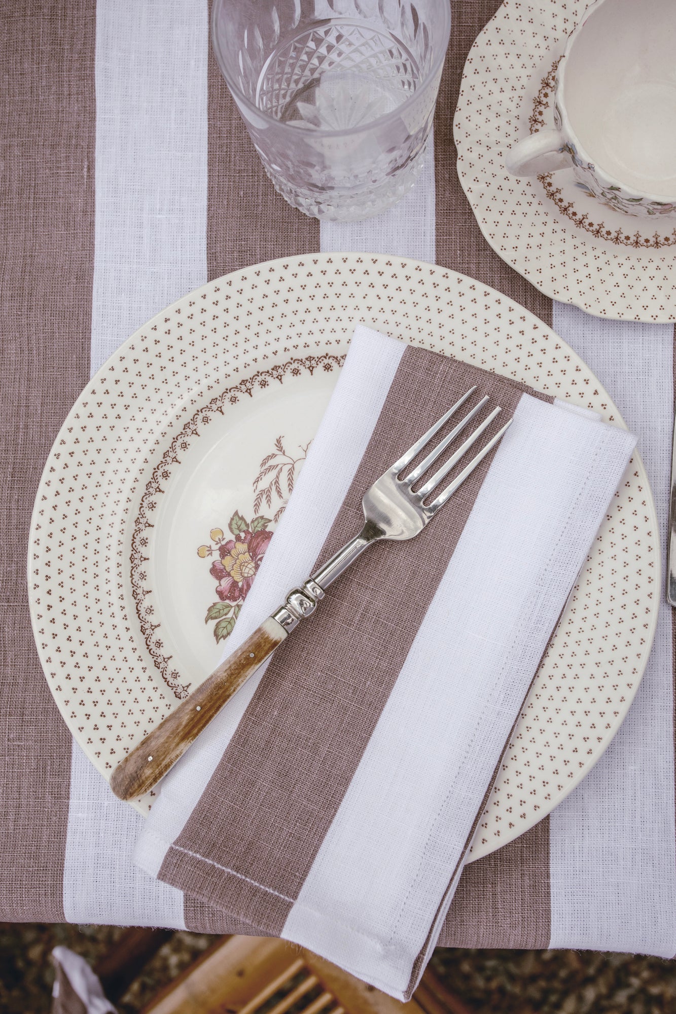 Linen Napkins in Tobacco Broad Stripe - Heirloomed